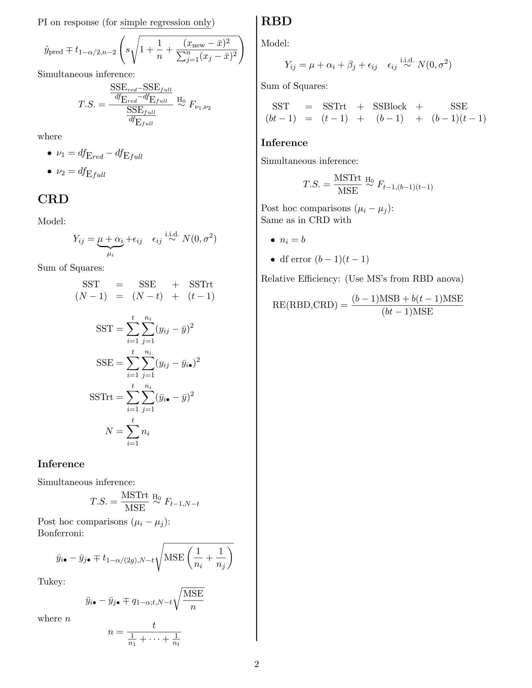 STA 3032 Formula Sheet 3 – David Lindberg III